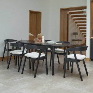 Corrigan Studio Black Oak Extending Dining Table Set - 6 Seater - Off ...