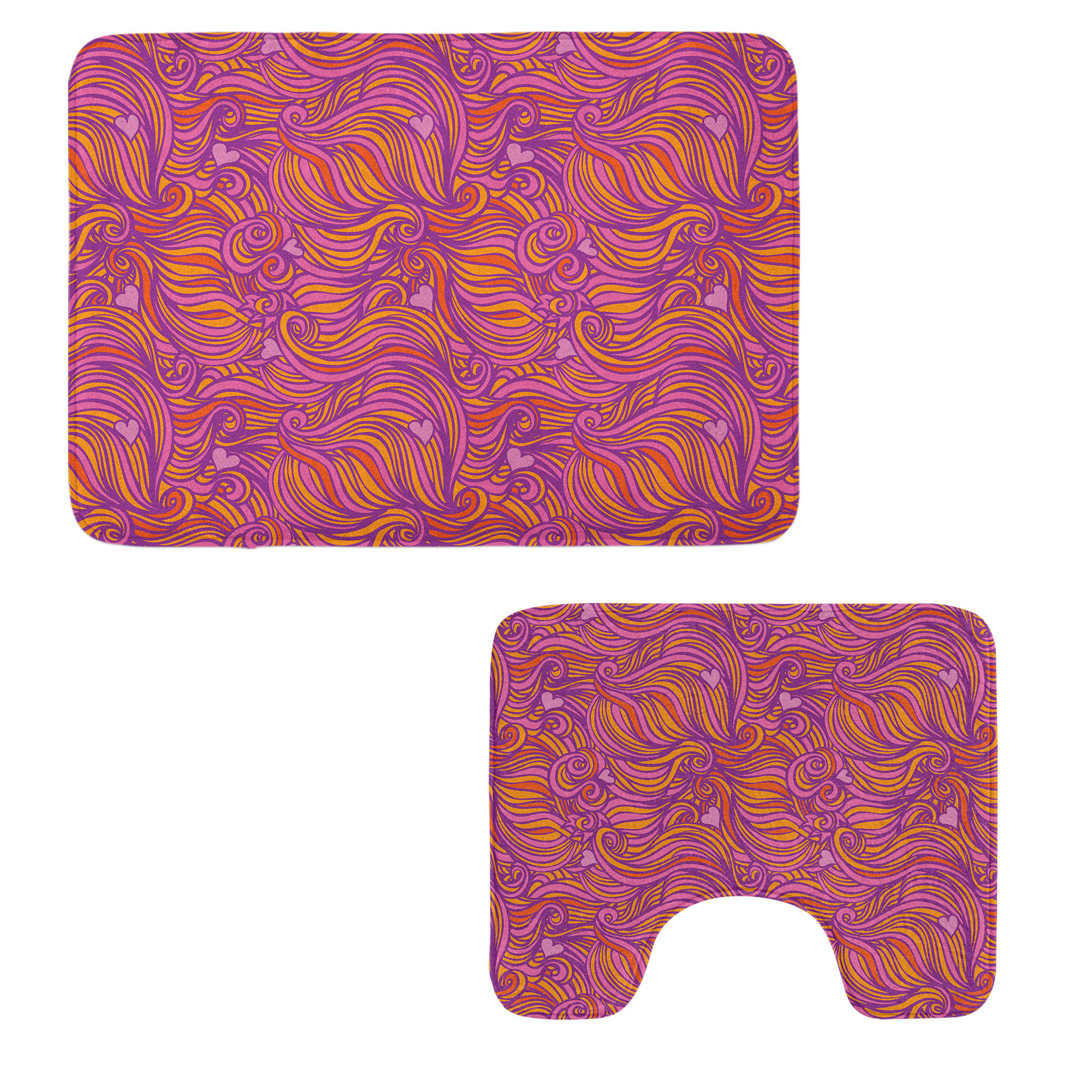 East Urban Home Purple Bathroom Rug Set 2 Pieces Rectangle & Contour ...