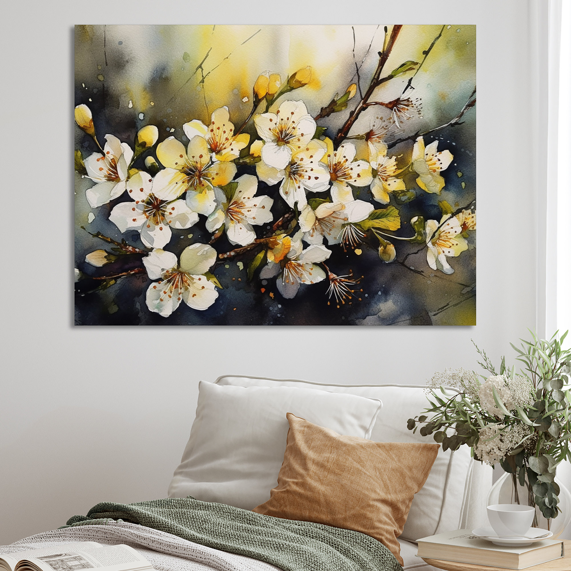 Red Barrel Studio Yellow Black Apple Tree Melody - Floral Apple Tree ...
