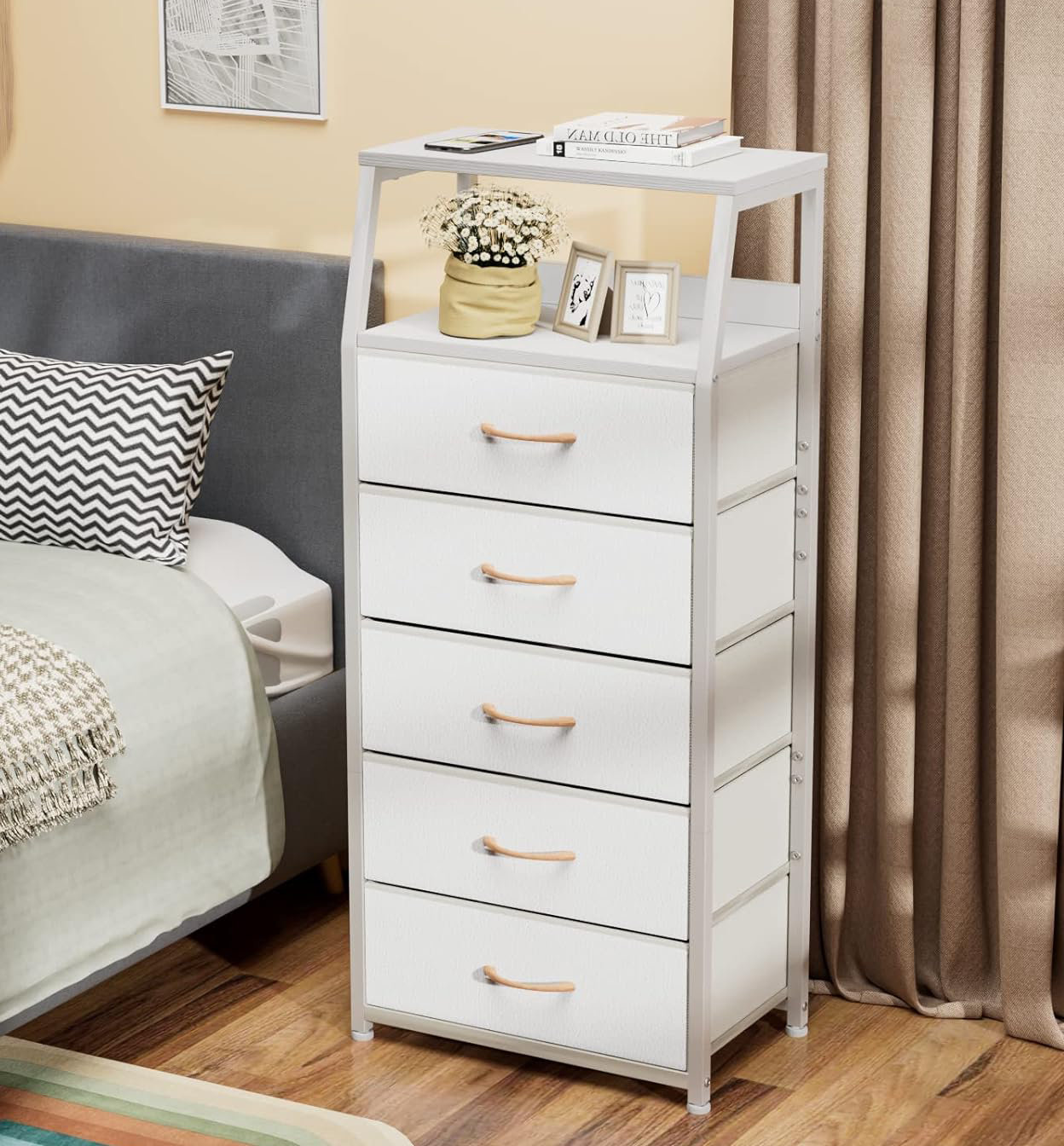 Ebern Designs 5 Drawer Sturdy Steel Frame Dresser,Vertical Storage ...