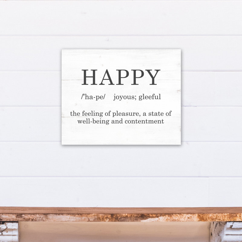 Trinx Happy Definition - Wrapped Canvas Textual Art | Wayfair