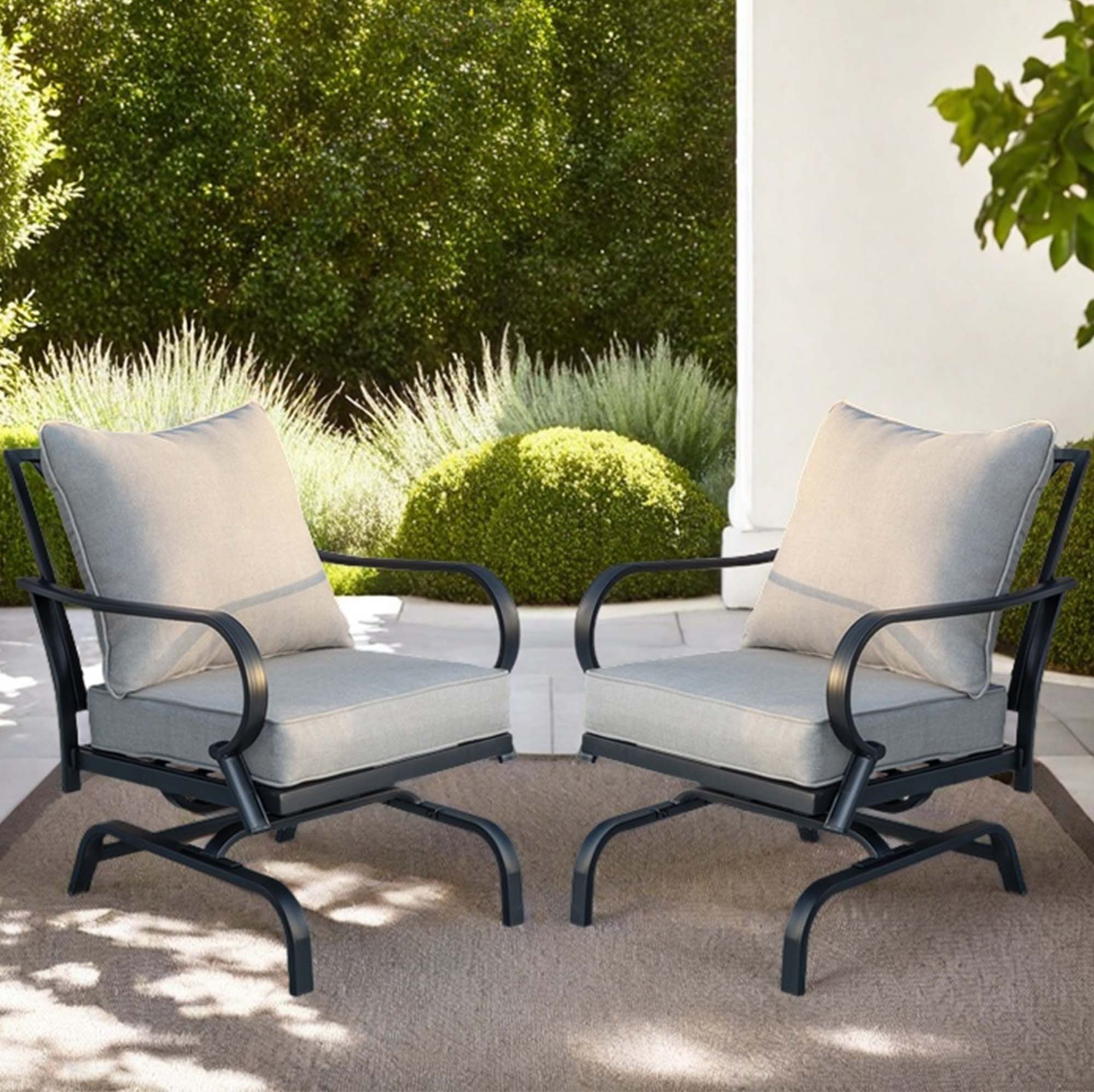 Red Barrel Studio® Outdoor Metal Rocking Chair Set of 2, Patio Sofa ...