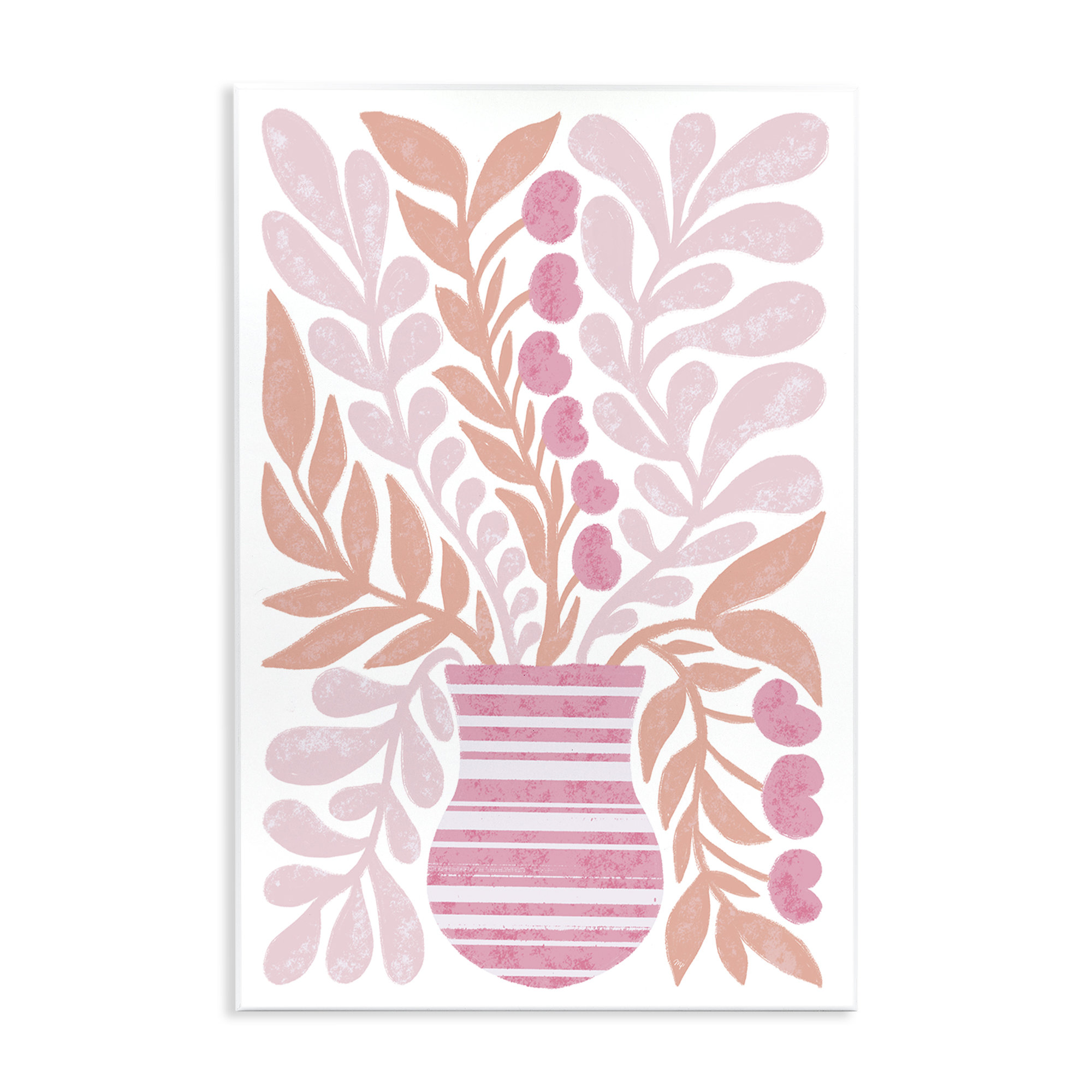 Dakota Fields Pink Fronds Vase Wall Plaque Art by Martina Pavlova | Wayfair