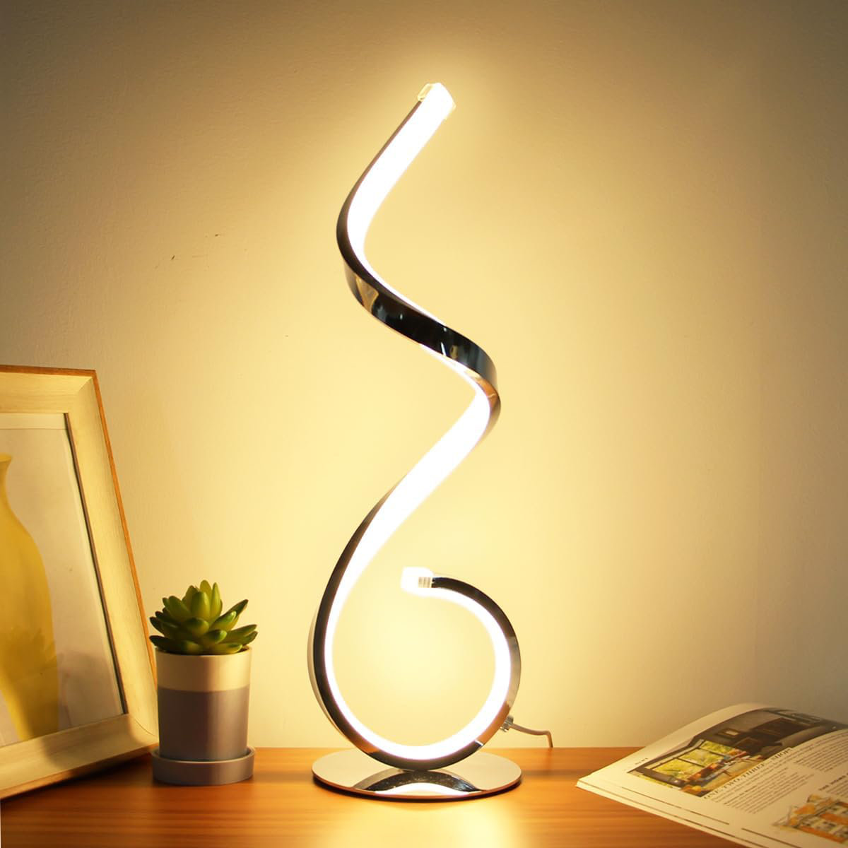 Wrought Studio™ Modern Spiral LED Table Lamp With Stepless Dimmable 3 ...