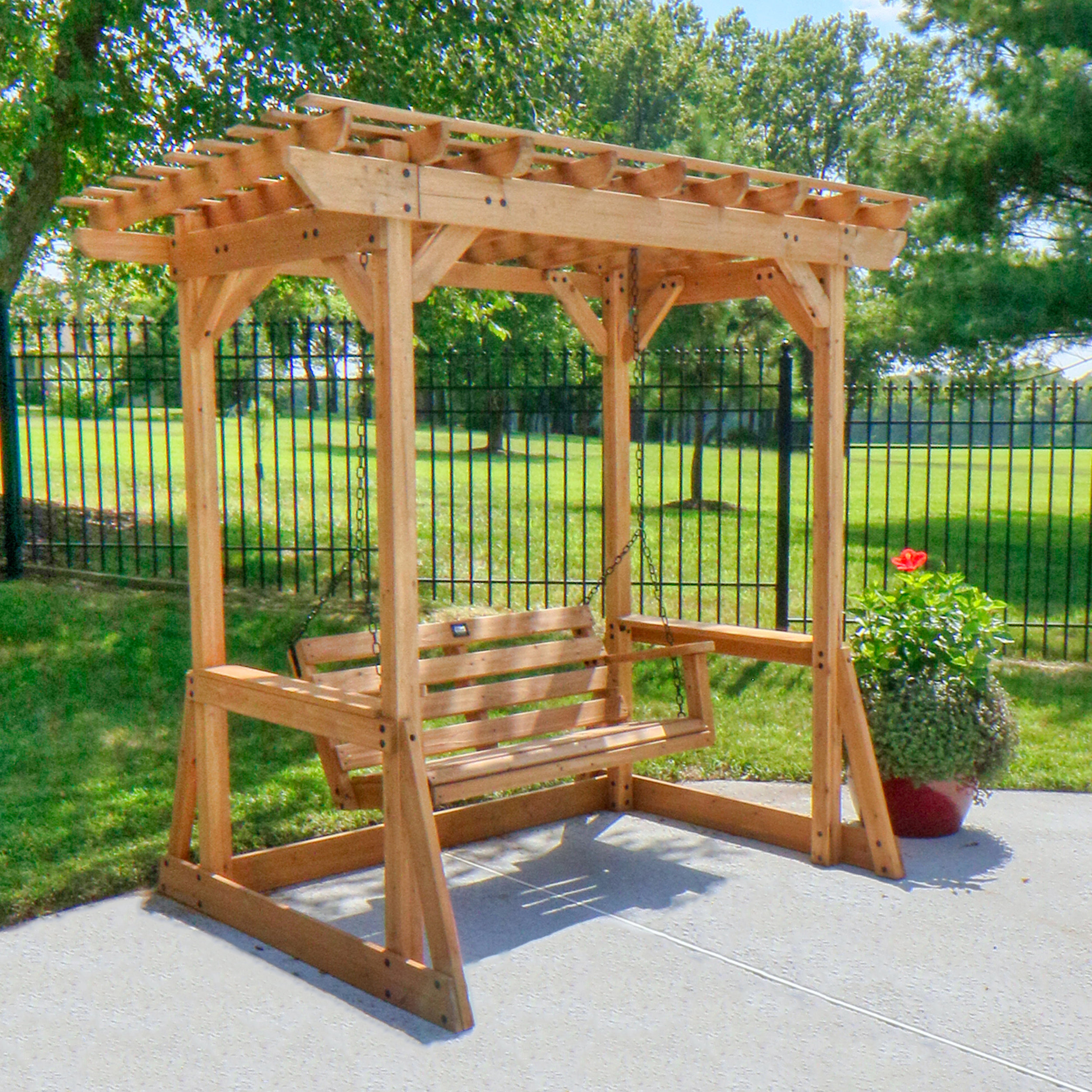 Backyard Discovery Callahan Cedar Wood Outdoor Patio Pergola Swing ...
