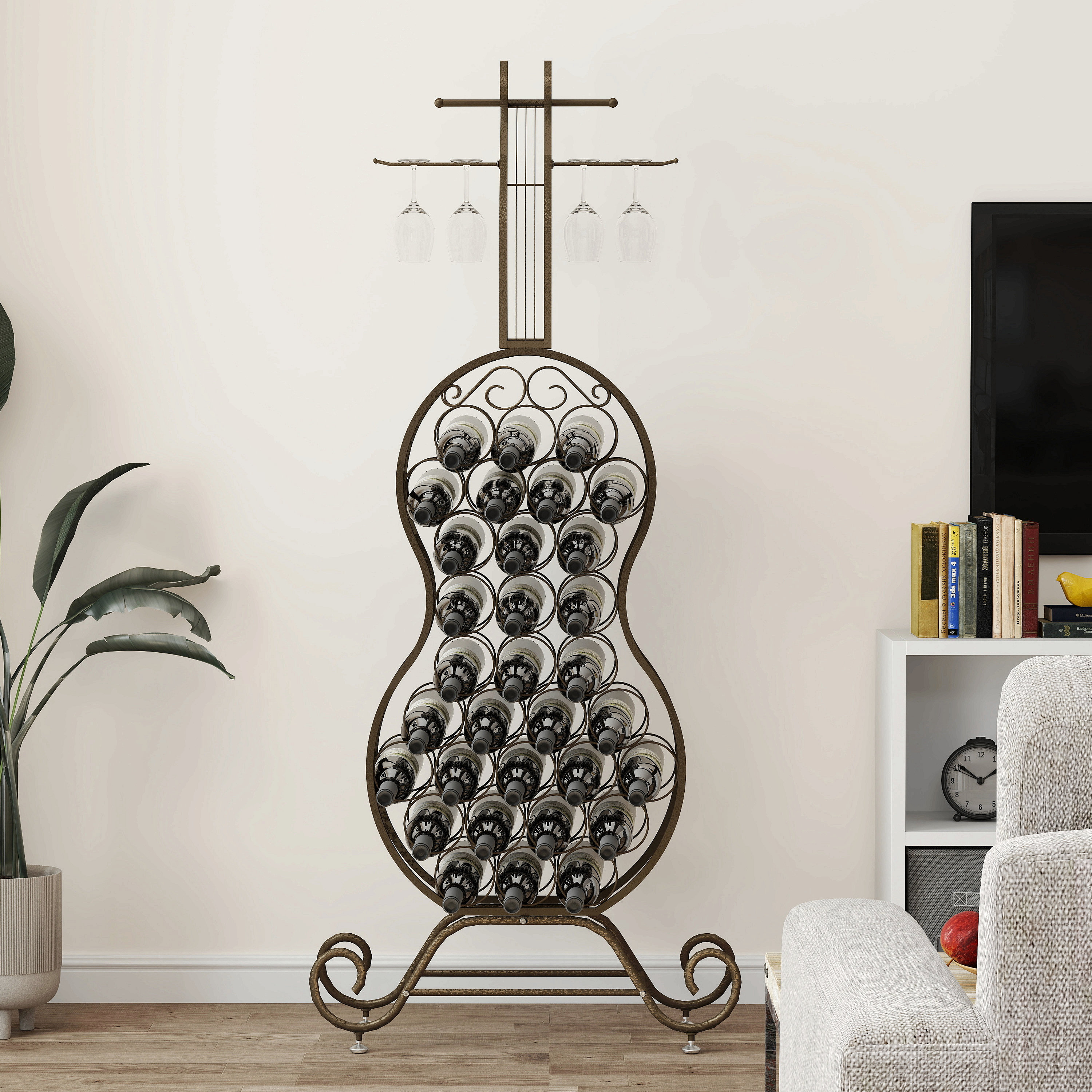Lark Manor™ Cello Shape Wine Bakers Rack, Freestanding Wine Rack With ...