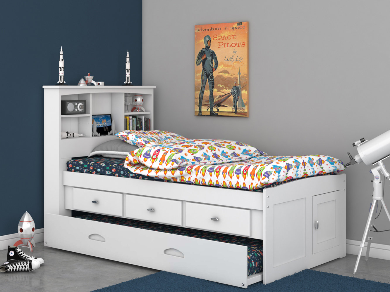 Viv + Rae Beckford 3 Drawer Mate's & Captain's Standard Bed with Bookcase - Wayfair Canada