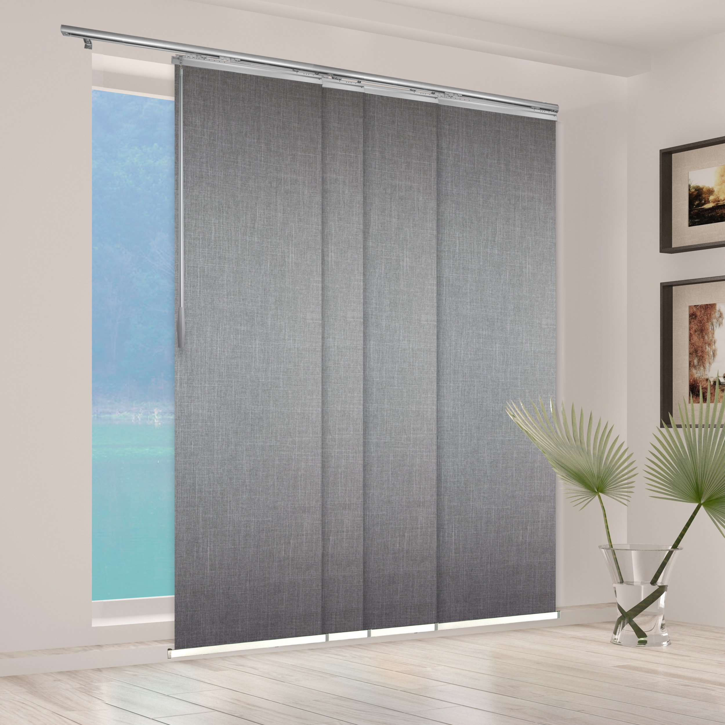 Rod Desyne Frey 4-Panel Single Rail Panel Track Extendable 48"-88"W x ...