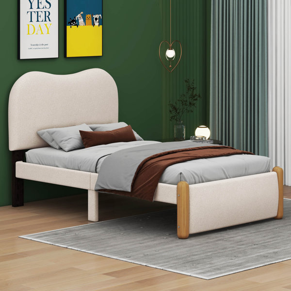 Latitude Run® Jaivan Upholstered Platform Bed with Wood Supporting Feet ...