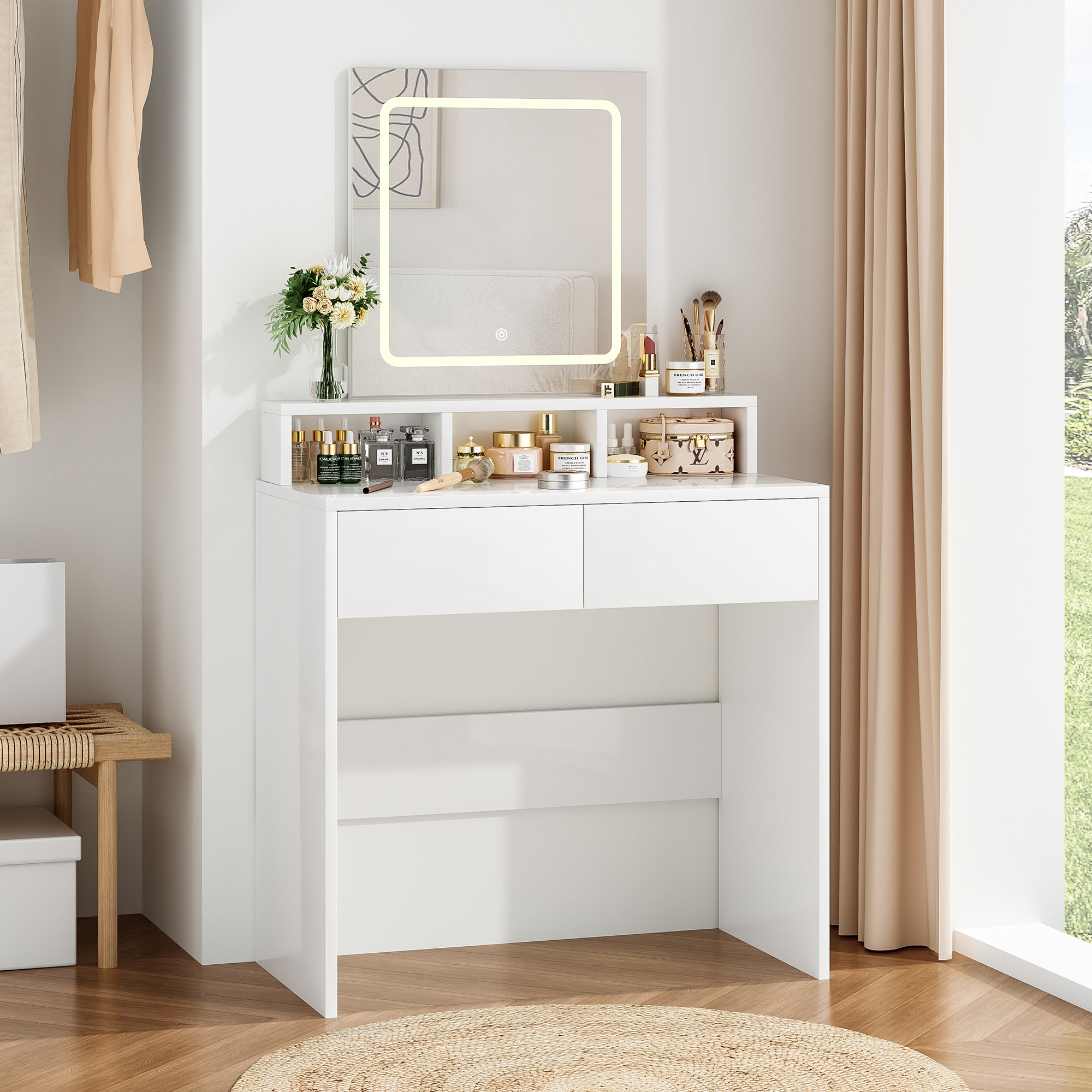 17 Stories 3 Colors LED Light Mirror Dressing Table & Reviews | Wayfair.ie