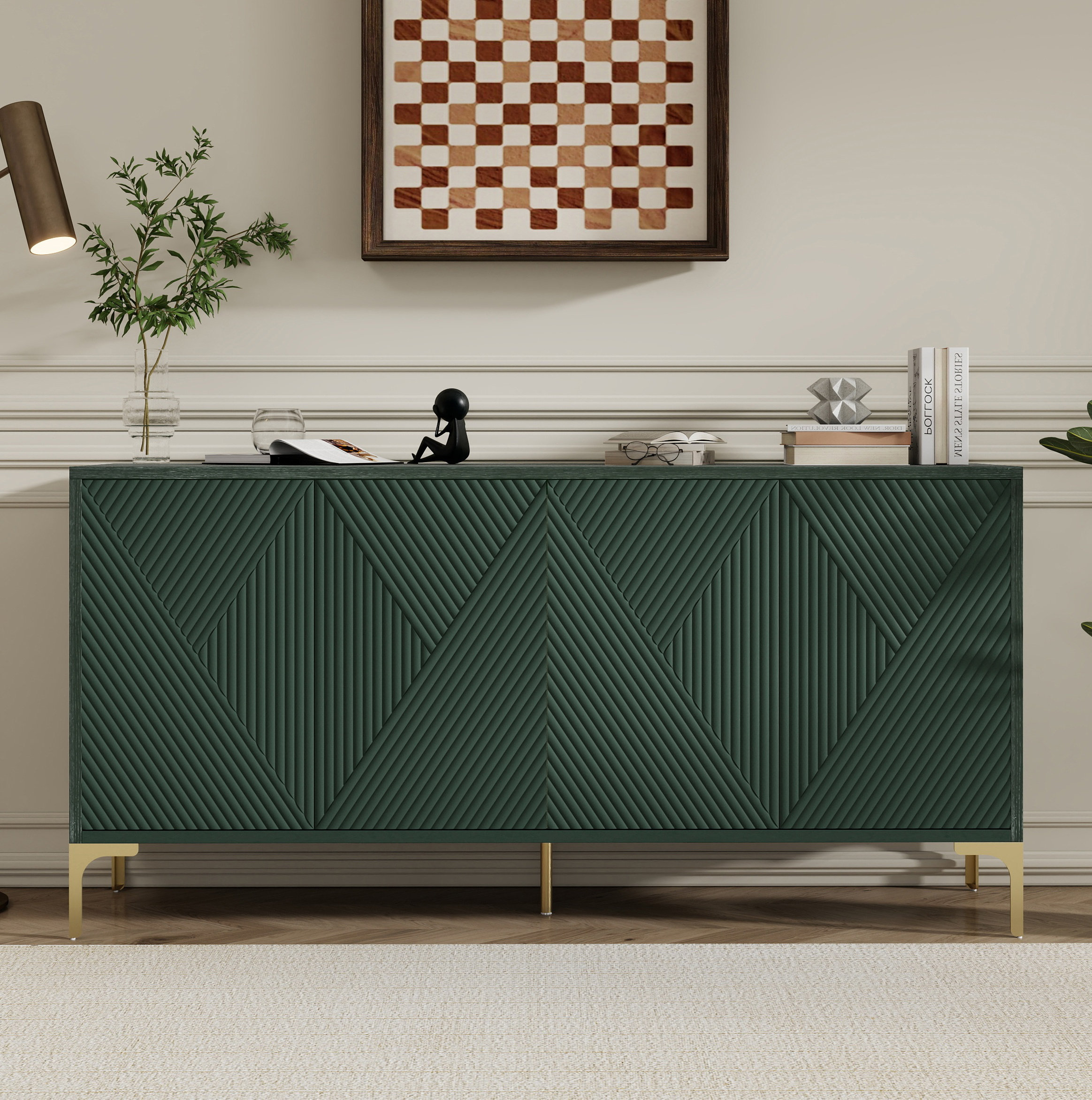 Latitude Run® Buffet Cabinet with Storage, Wood Sideboard Cabinet with ...