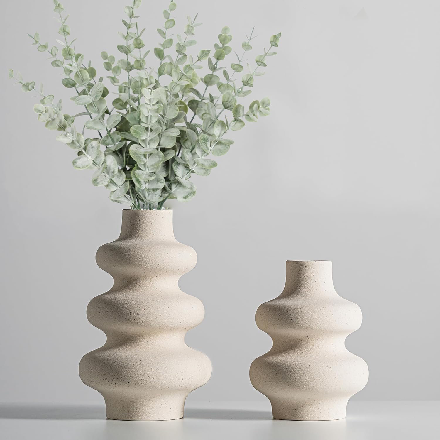 Orren Ellis Ceramic Vases Set 2, Modern Home Decor,Off White,S&L | Wayfair