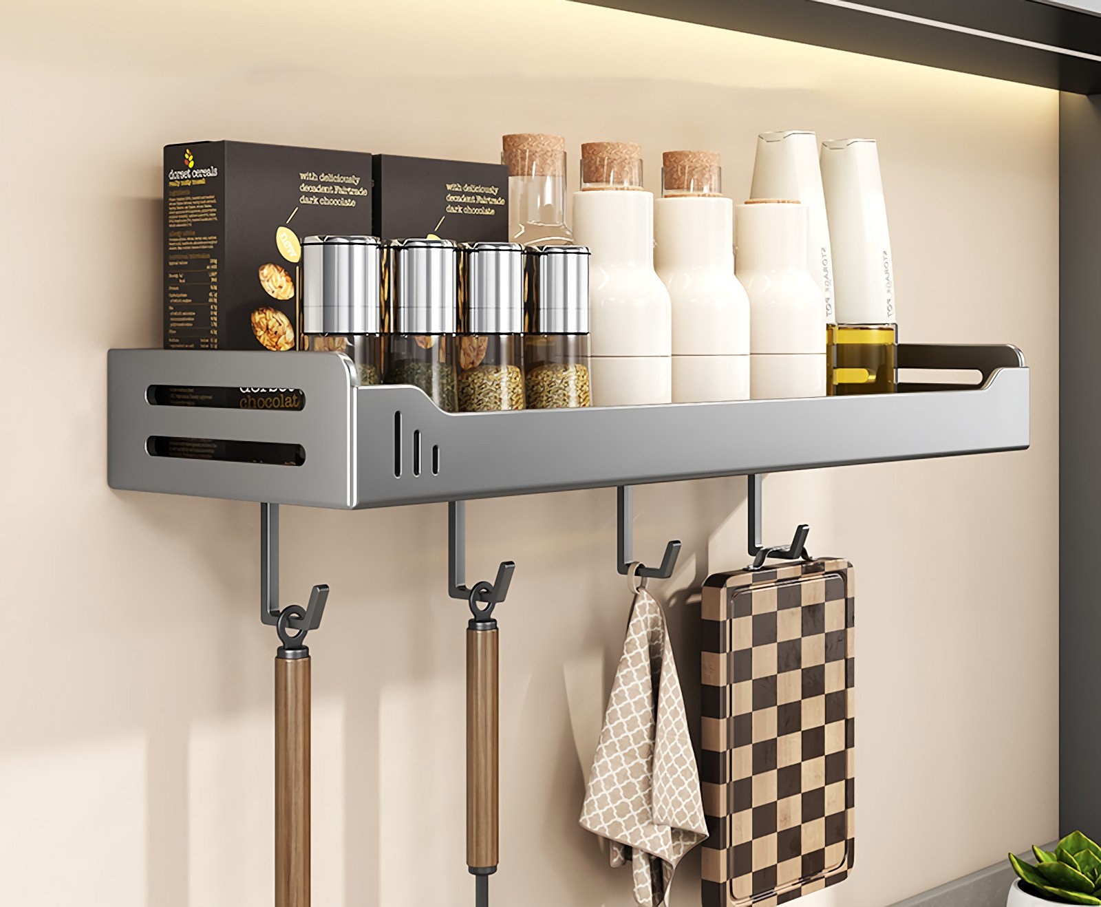 Prep & Savour Wall-Mounted Kitchen Organizer For Spice Storage Without ...