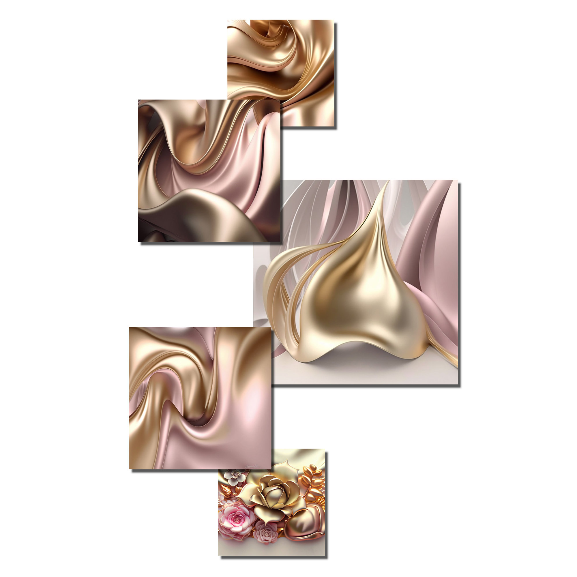 Mercer41 Luscious Liquid Gold In Subdued Pink And Taupe I - Abstract ...