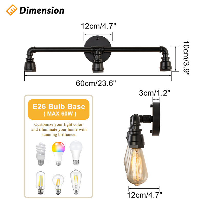 Williston Forge Jareal 3-Light Industrial Vanity Light | Wayfair