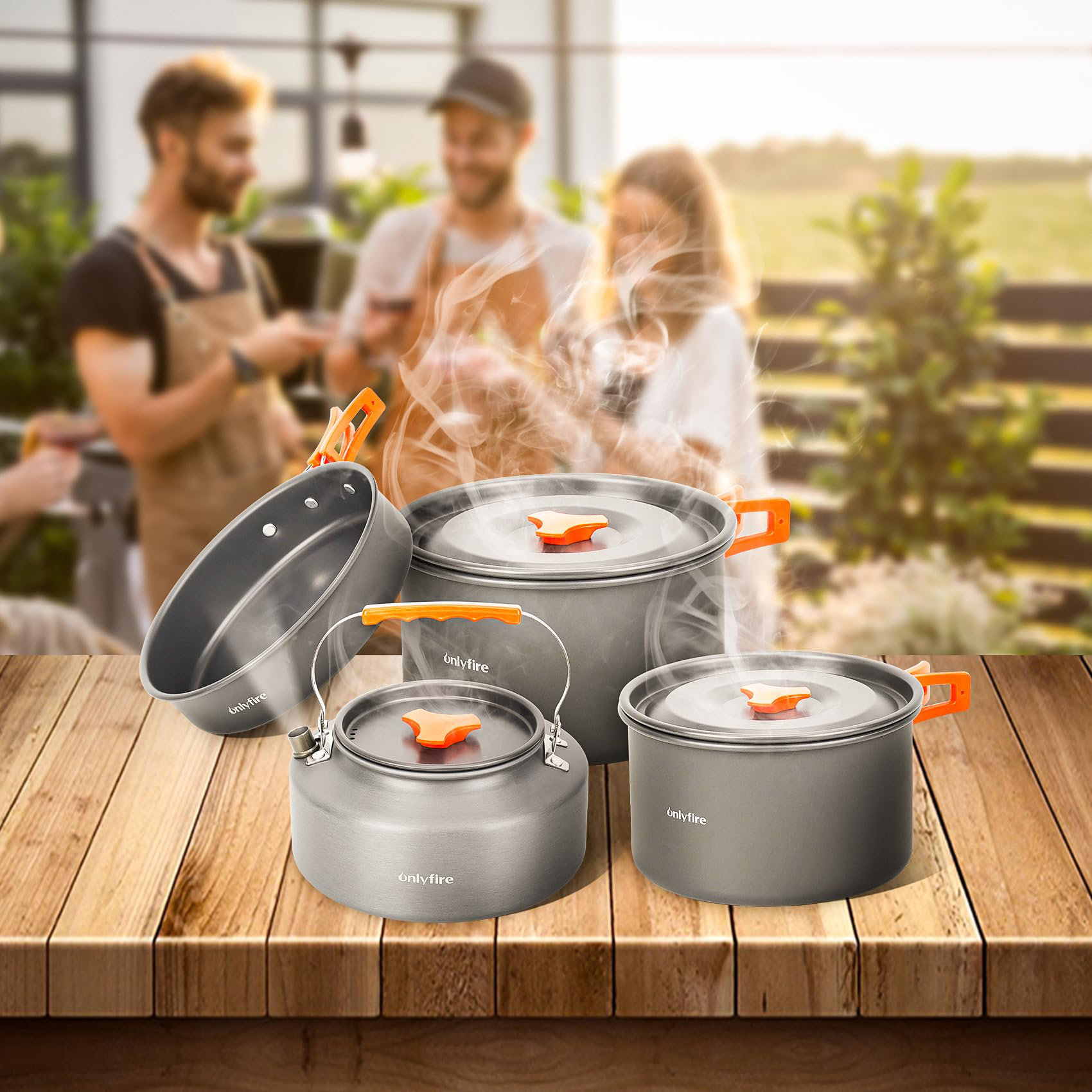 Fashion Finesse 15Pcs Camping Cookware Mess Kit, Non-Stick Lightweight ...