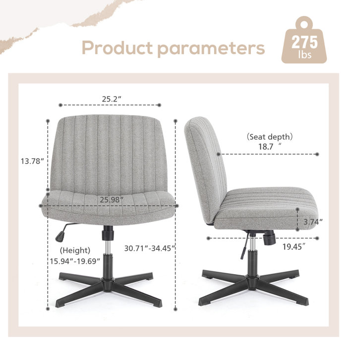 Latitude Run® Brenae Upholstered Armless Swivel Task Chair & Reviews ...