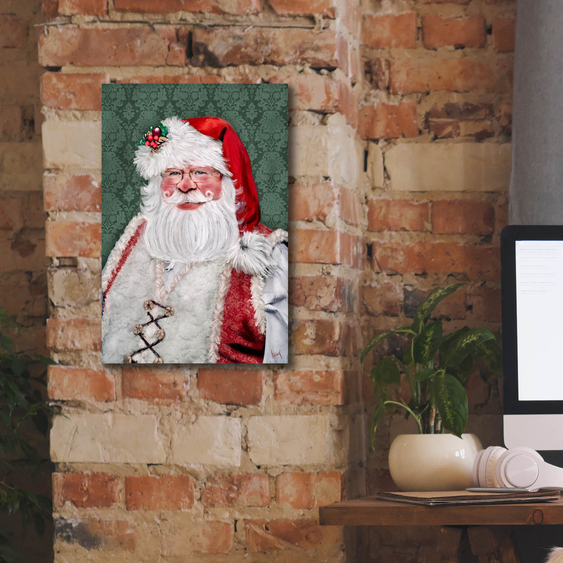 The Holiday Aisle® 'Blushing Santa' by Ashley Bradley Canvas Wall Art ...