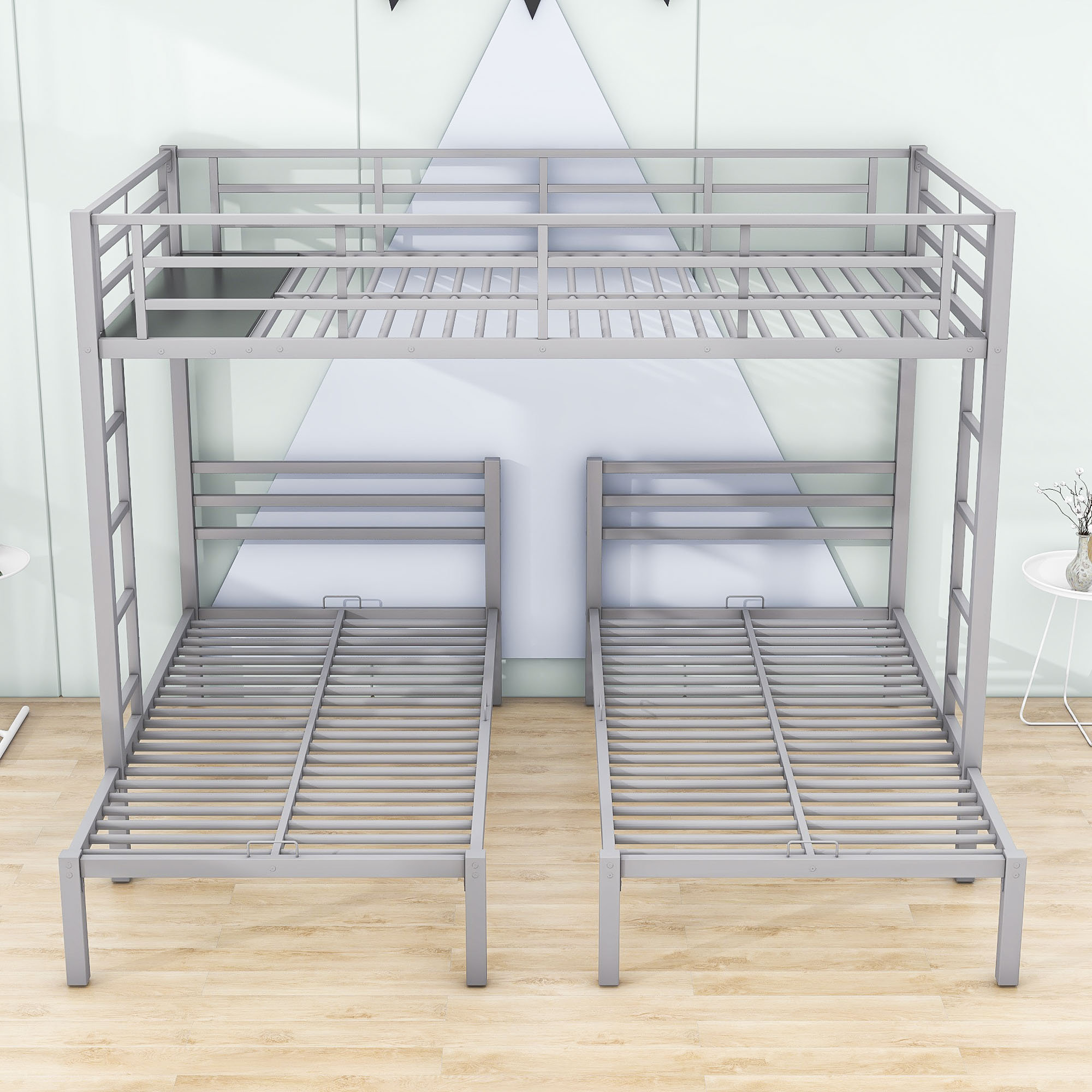 Isabelle & Max™ Luby Full Over Twin & Twin Metal L-Shaped Bunk Beds by ...