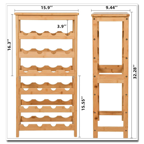 George Oliver Natural Bamboo Freestanding Wine Rack, 6-Tier 24-Bottle ...