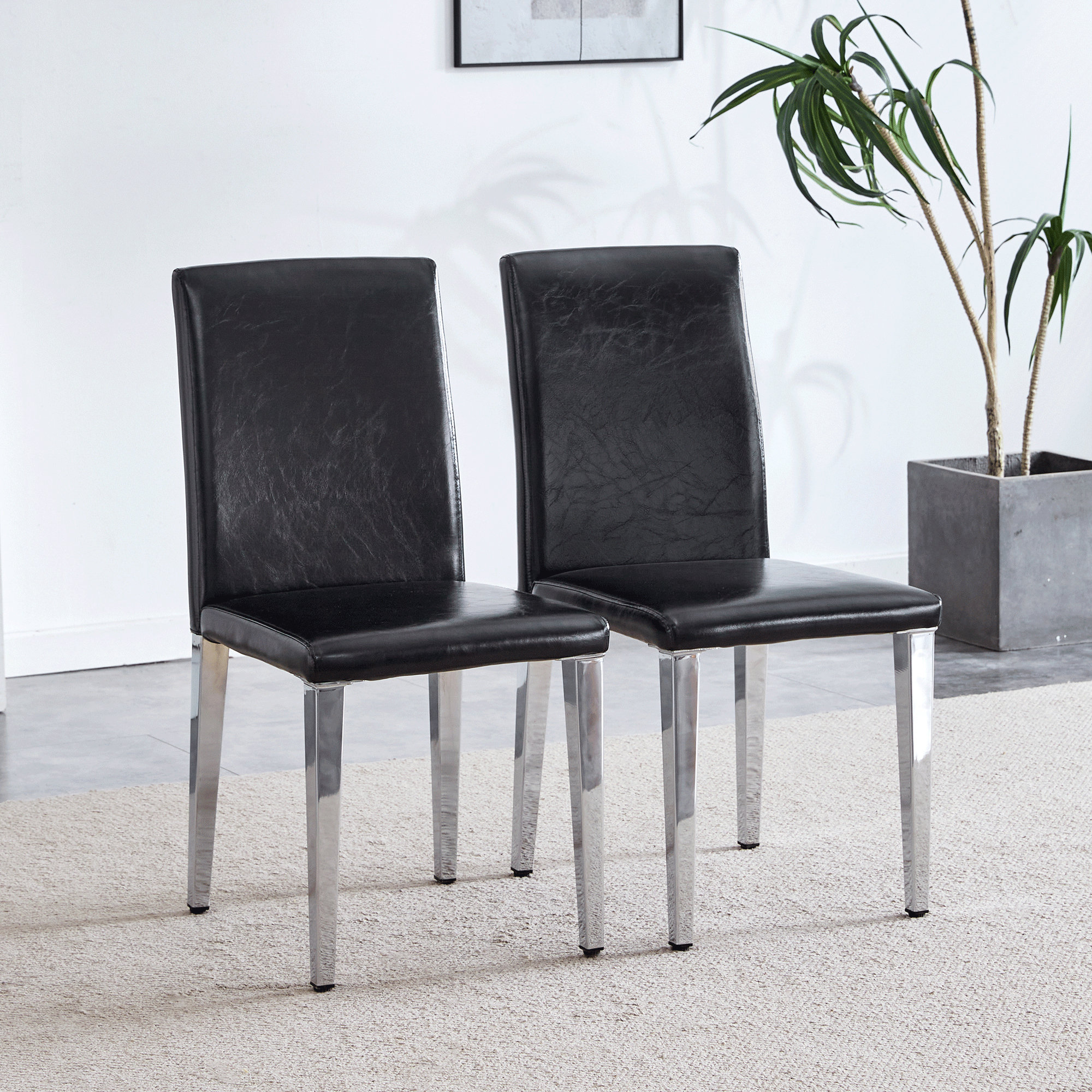 Ivy Bronx Pu Leather Backrest Chairs With Metal Legs -A Perfect Pairing ...