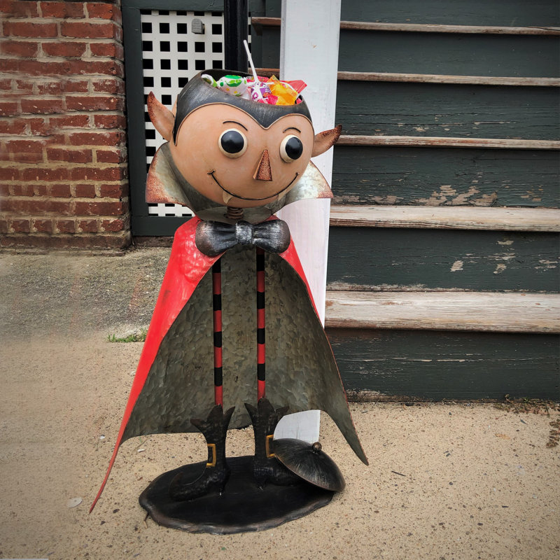 The Holiday Aisle® 27" Tall Big Head Vampire Figurine with Candy Jar ...