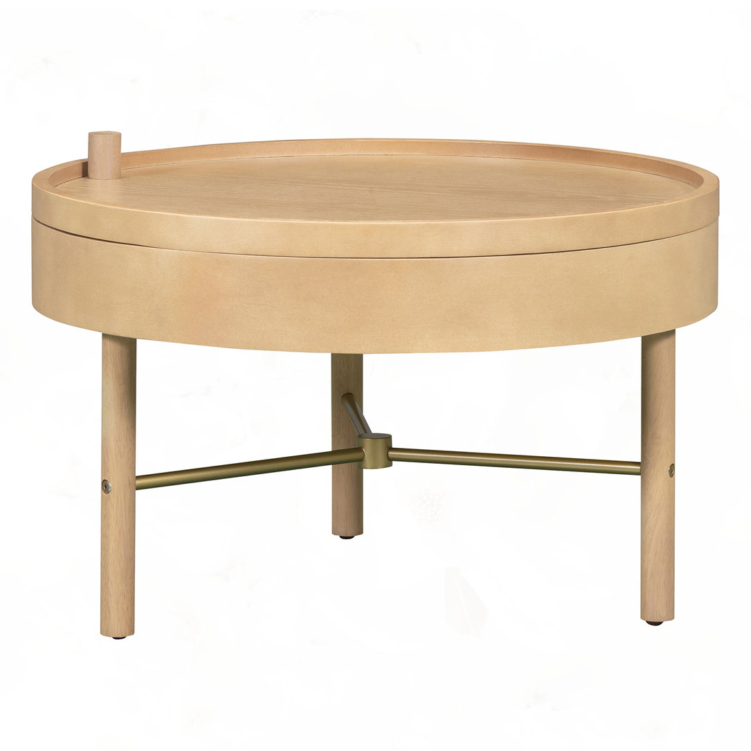 Latitude Run® Modern Round Wood Rotating Tray Coffee Table | Wayfair