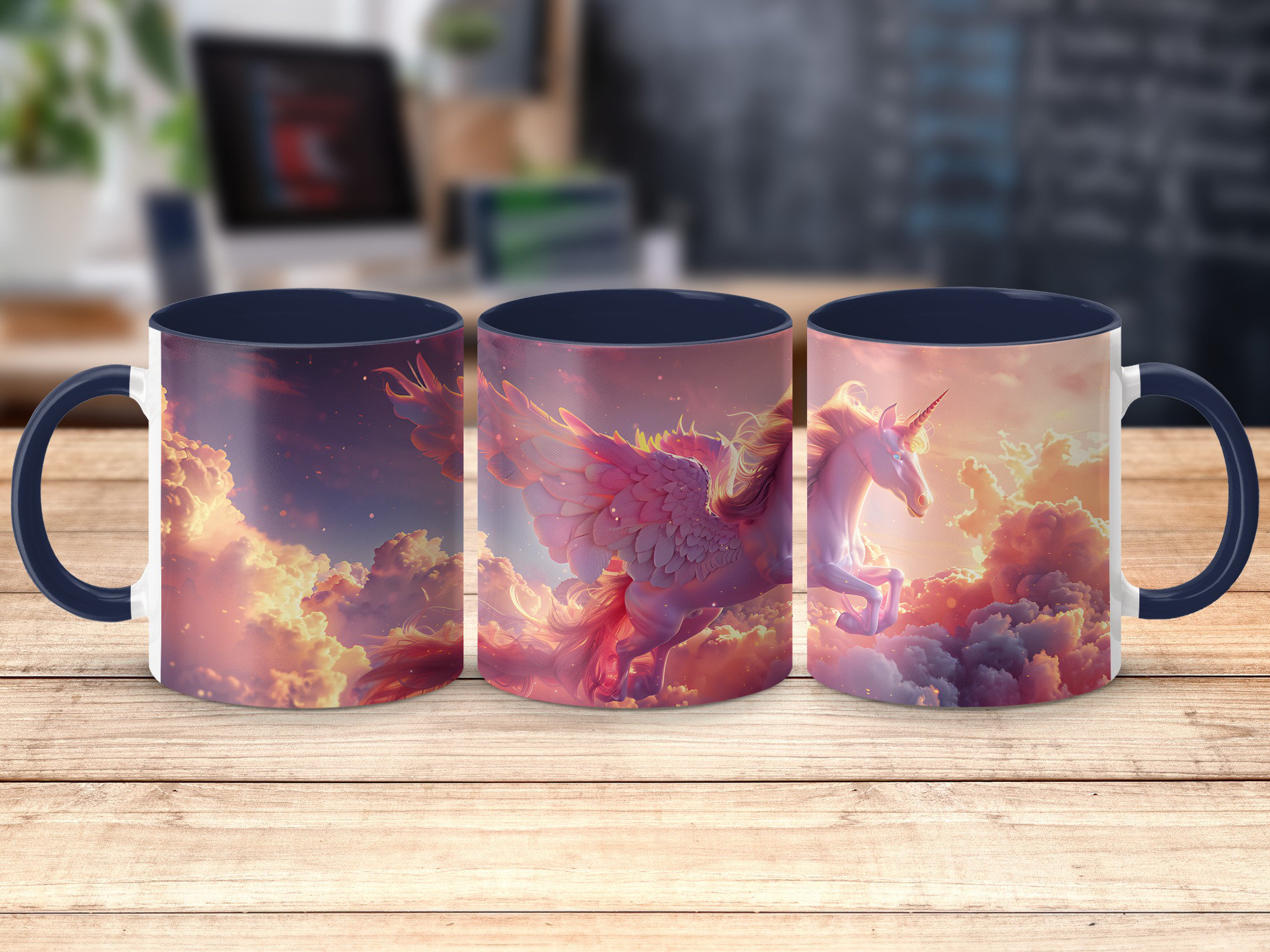 East Urban Home Colourful 3D Design 11oz Accent Mugs – White Ceramic ...