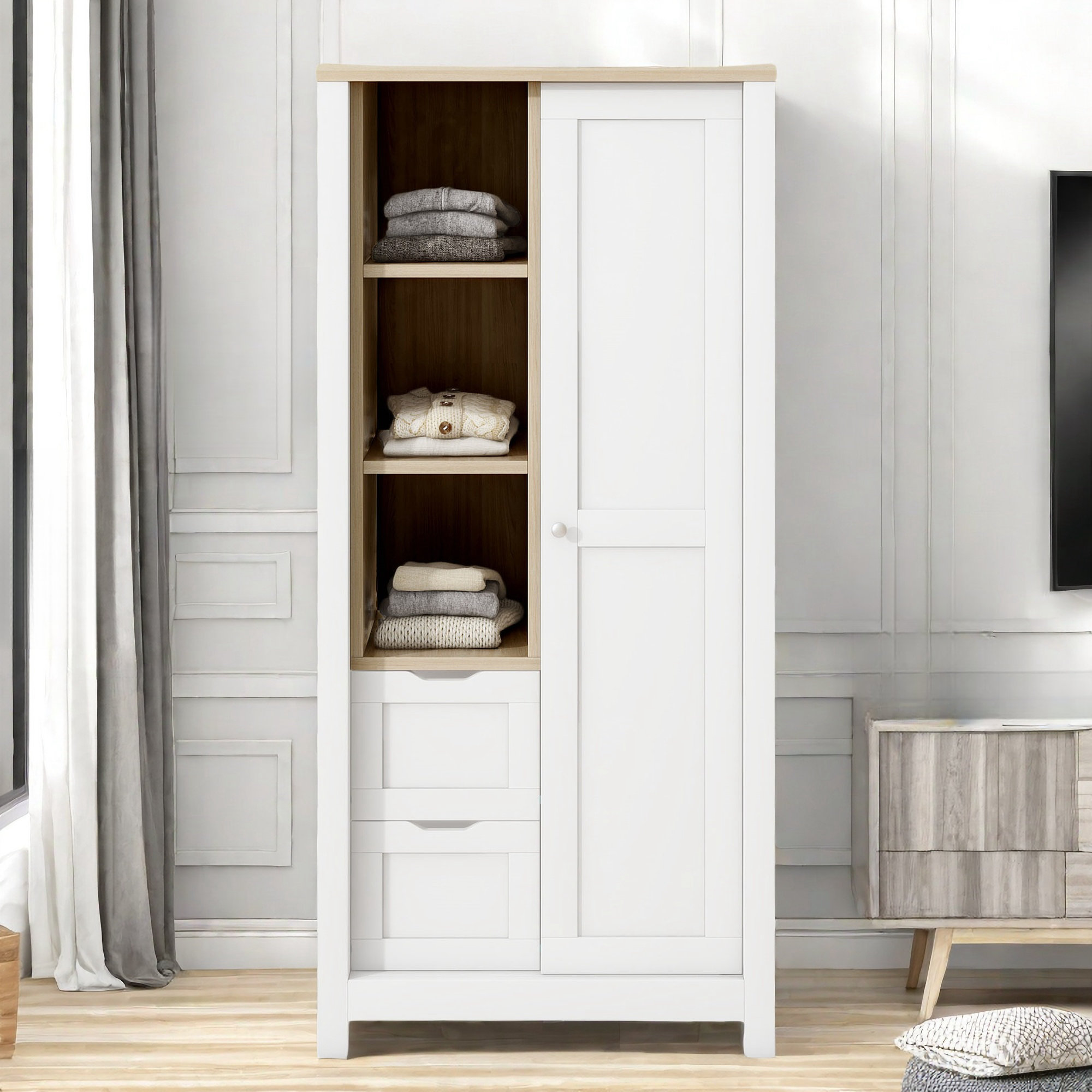 Disney Garde-robe avec tringles suspendues, 2 tiroirs, tablettes ...