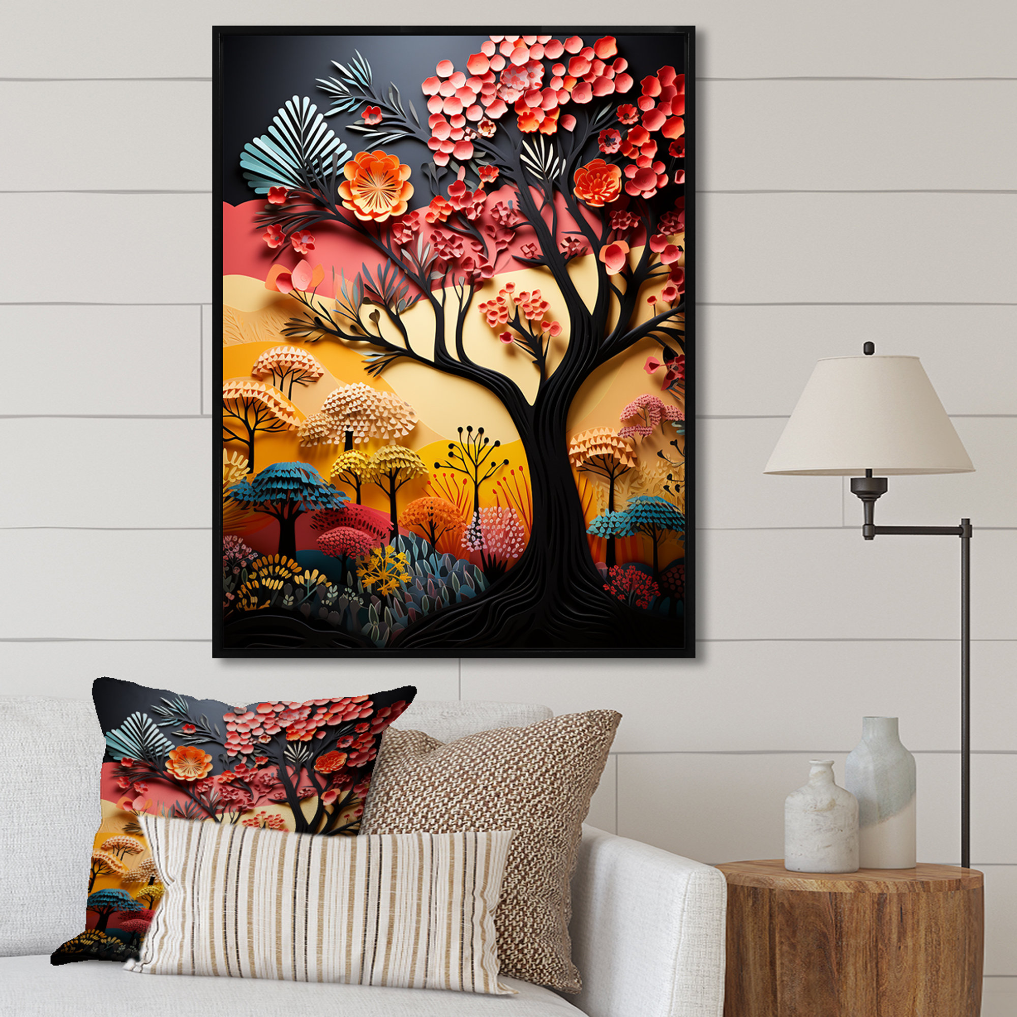 Winston Porter Colourful African Tree Landscape Collage - Tree African ...