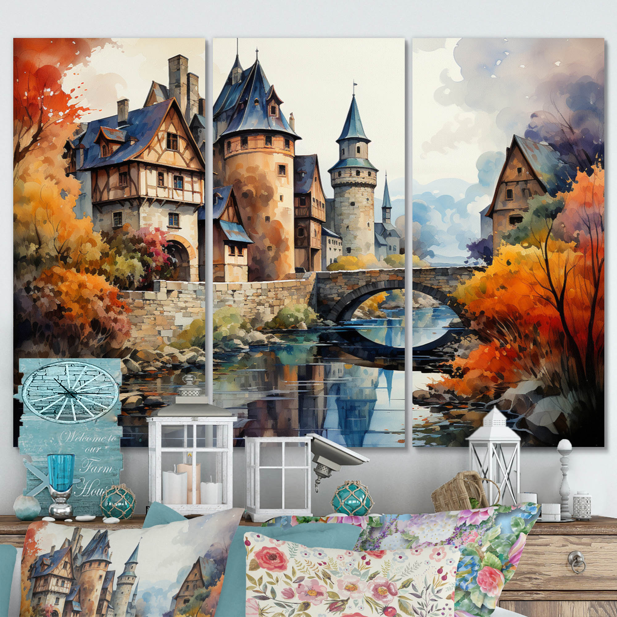Winston Porter French Medieval Village In Alsace II On Canvas 3 Pieces ...