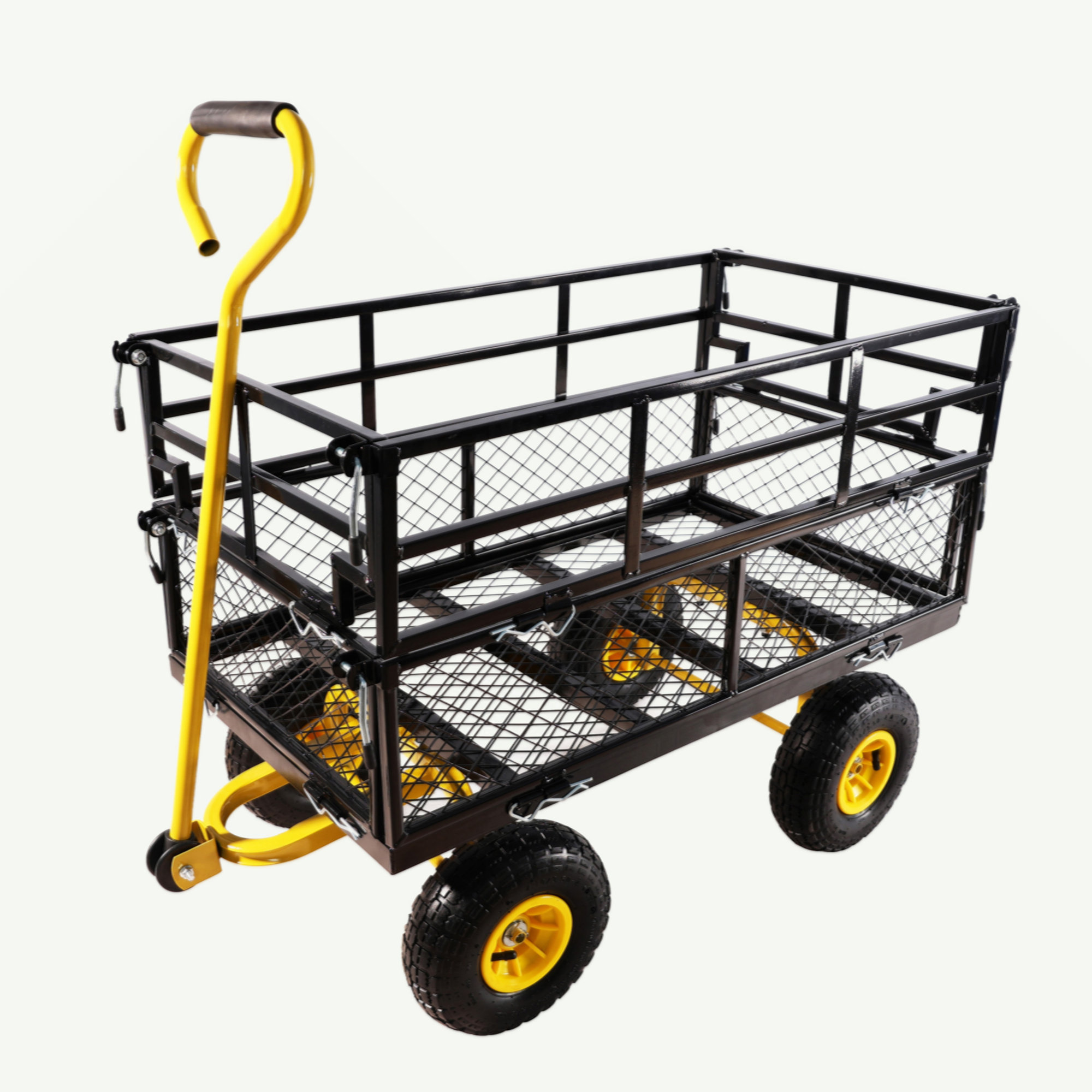 Wenty Wagon Cart Garden Cart Trucks Make It Easier To Transport Firewood Yellow+Black | Wayfair