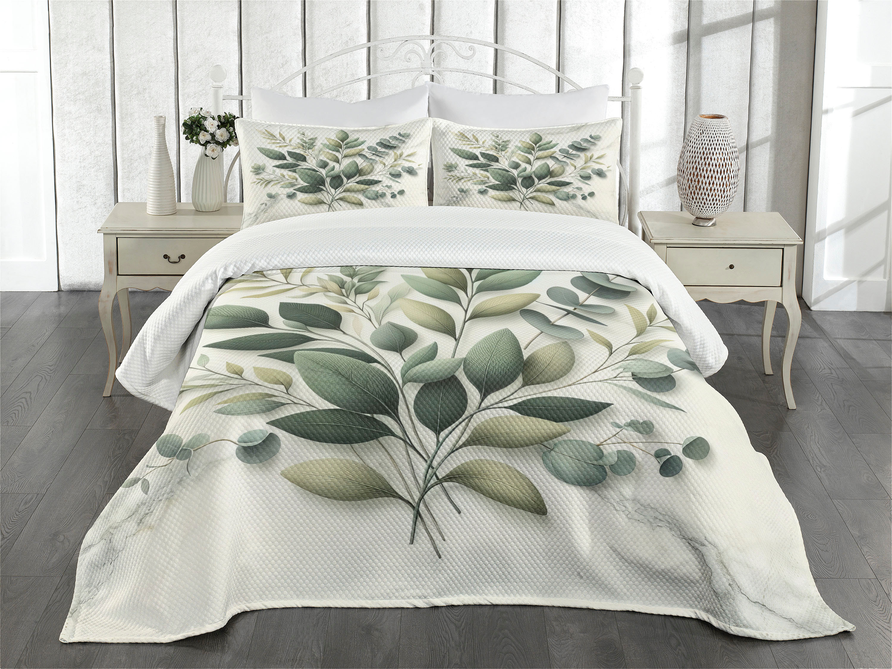 Ambesonne Eucalyptus Leaves Bedspread Botanical Art 429331 | Wayfair