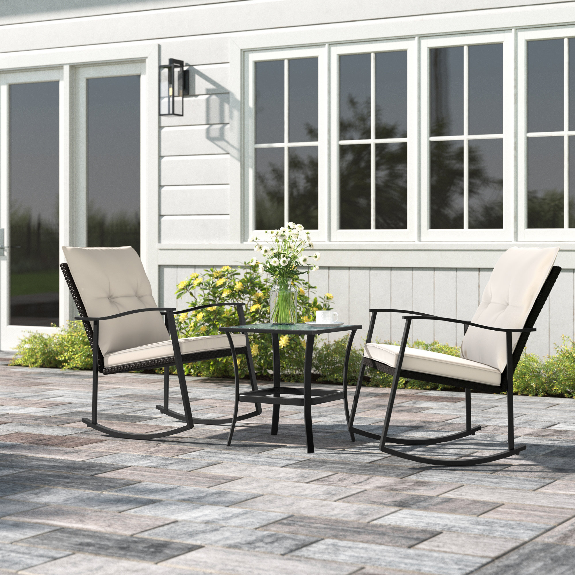 Lark Manor™ Ermanno Metal 2 - Person Rocking Seating Group with ...