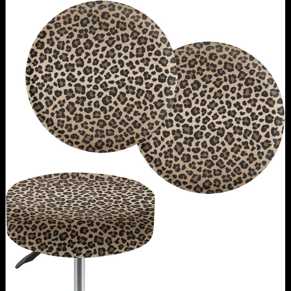 Everly Quinn Wild Cheetah Print Stool Covers Round Set Of 2 Polyester ...