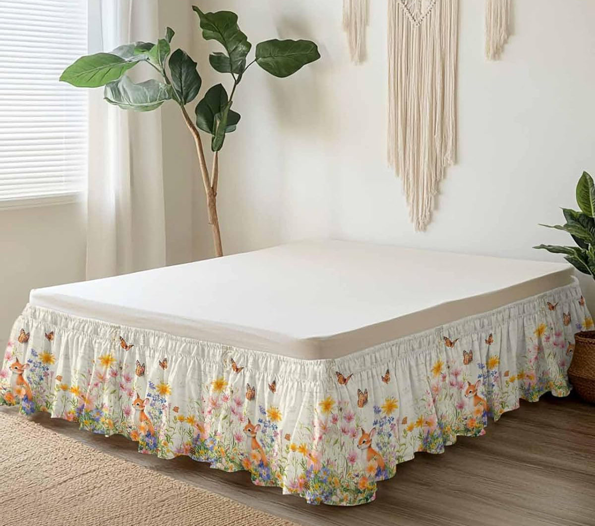 Tiprol 18-Inch Drop Flower King Size Elastic Bed Skirting with Wrap ...