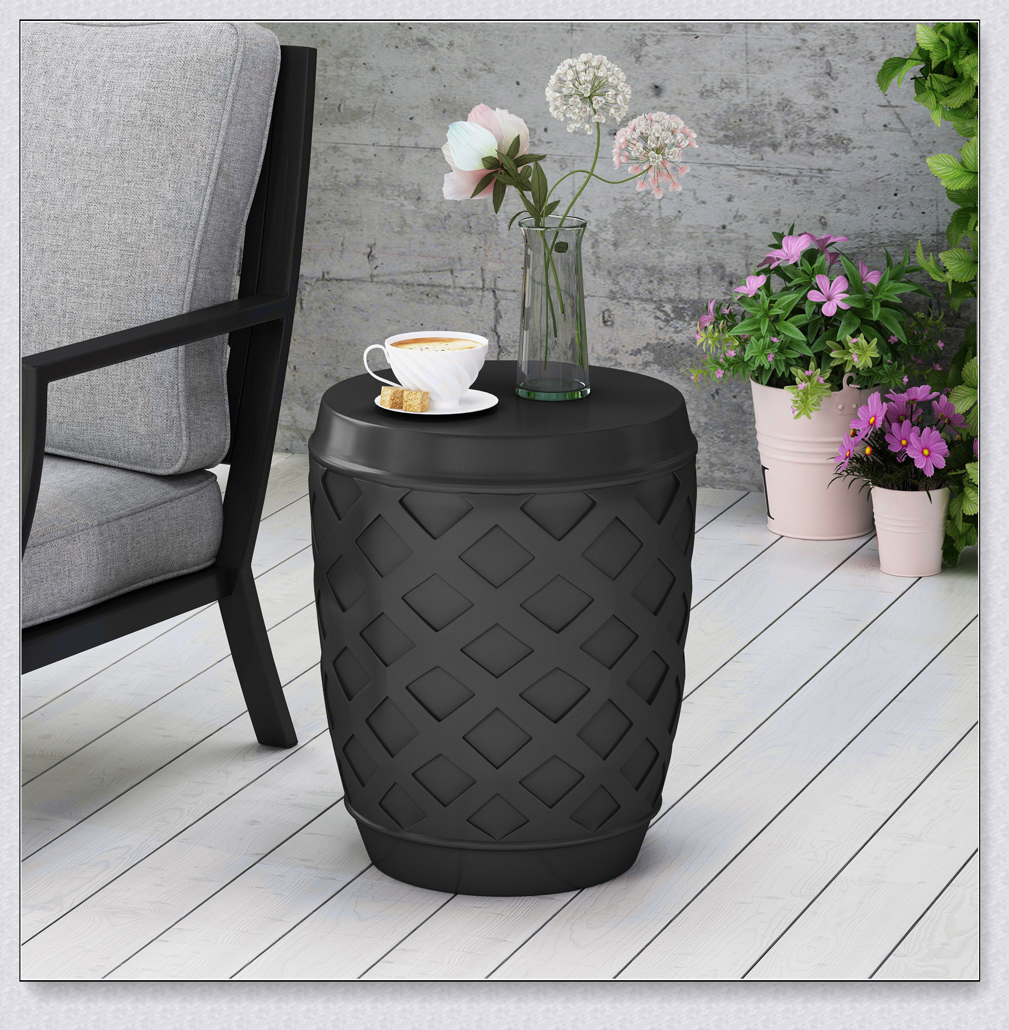 Latitude Run® SIDE TABLE CONTEMPORARY DESIGN LIGHTWEIGHT CONCRETE NO ...