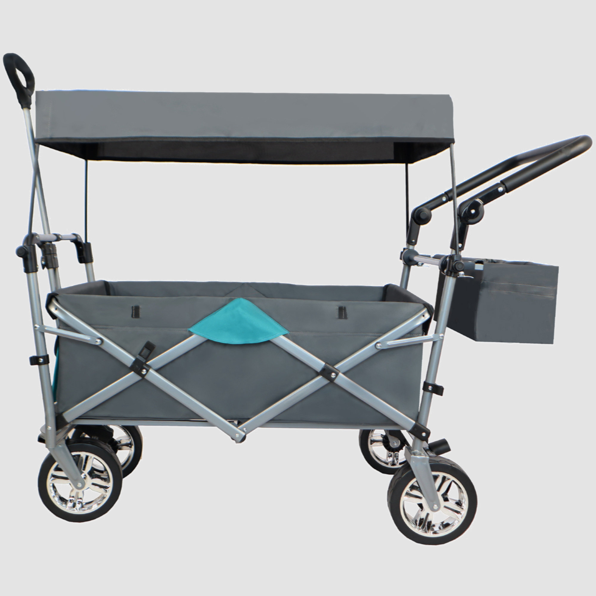Go Peak Track Push & Pull Utility Folding Wagon With Removable Canopy ...