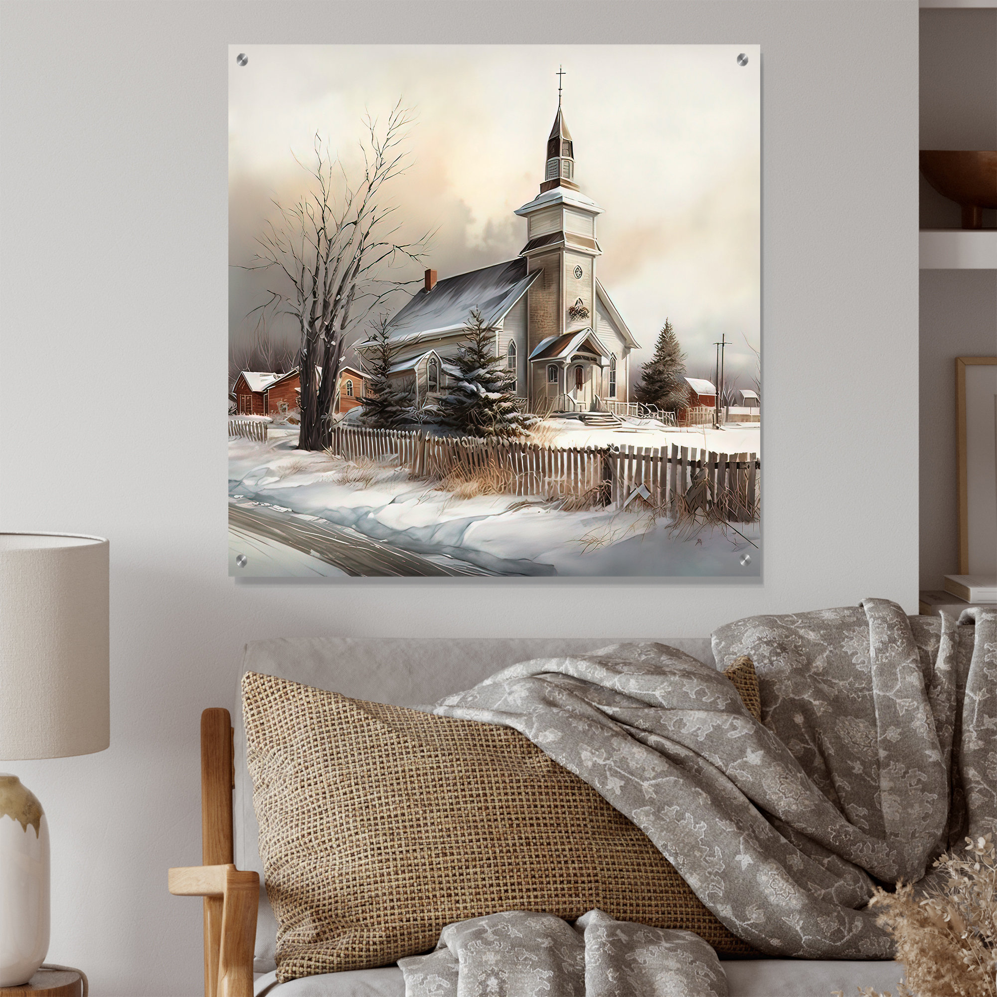 Gracie Oaks Church In Country During Winter IV - Religious Landscape ...