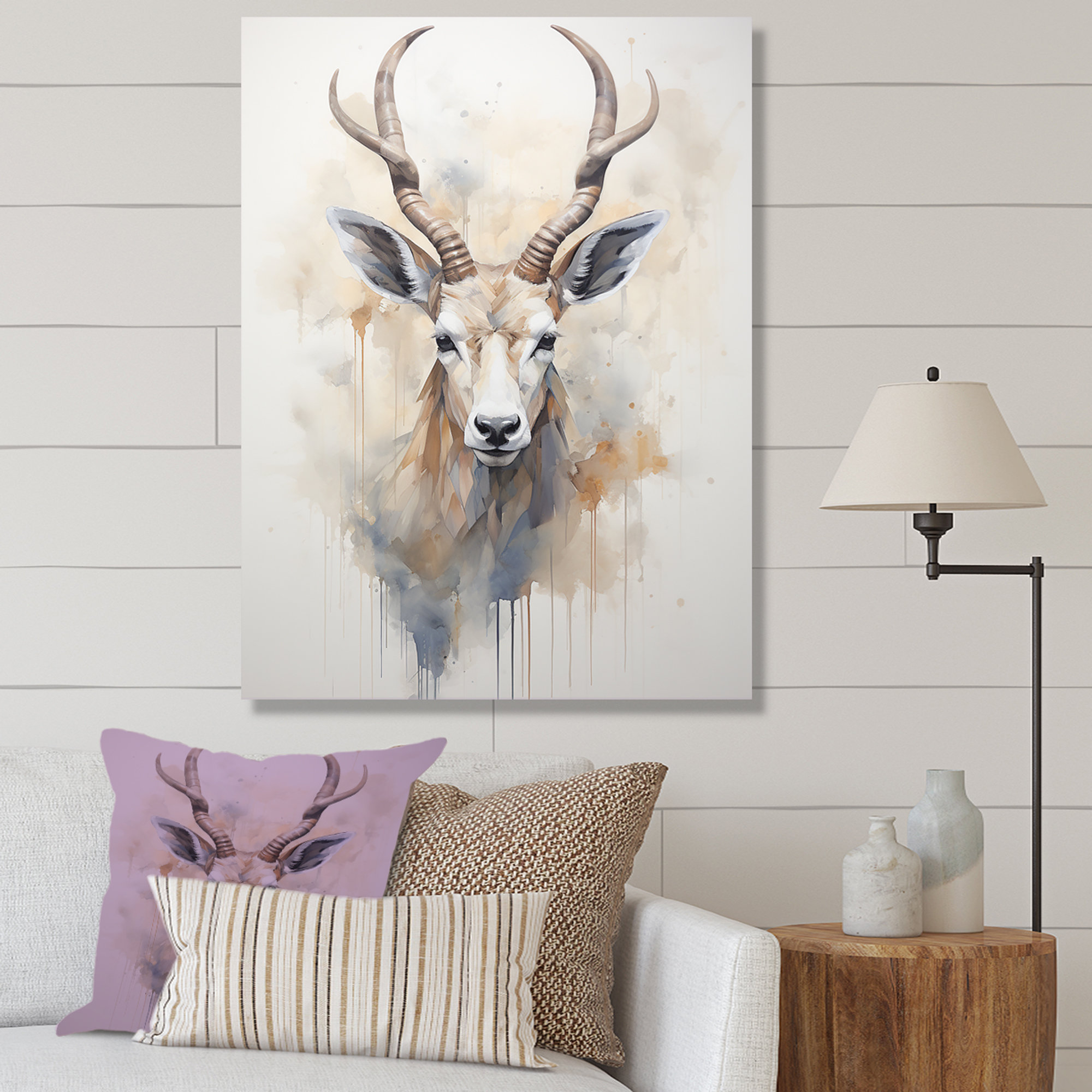 Design Art Minimalism Beige Antelope Ibex - Antelope Wall Art Prints ...