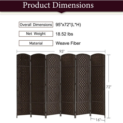 Winston Porter Guilhermina 6ft Lightweight Room Divider Weave Fiber ...