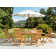 Lark Manor 6 Seater Acacia Wood Garden Dining Set Cain with Parasol (12 ...
