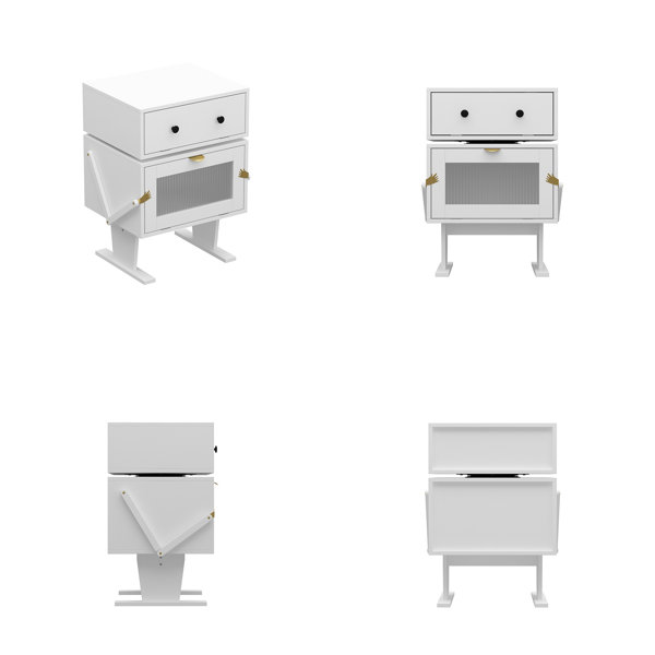 Trinx Robot-Inspired Modern End Table With Dual Compartments, Movable ...