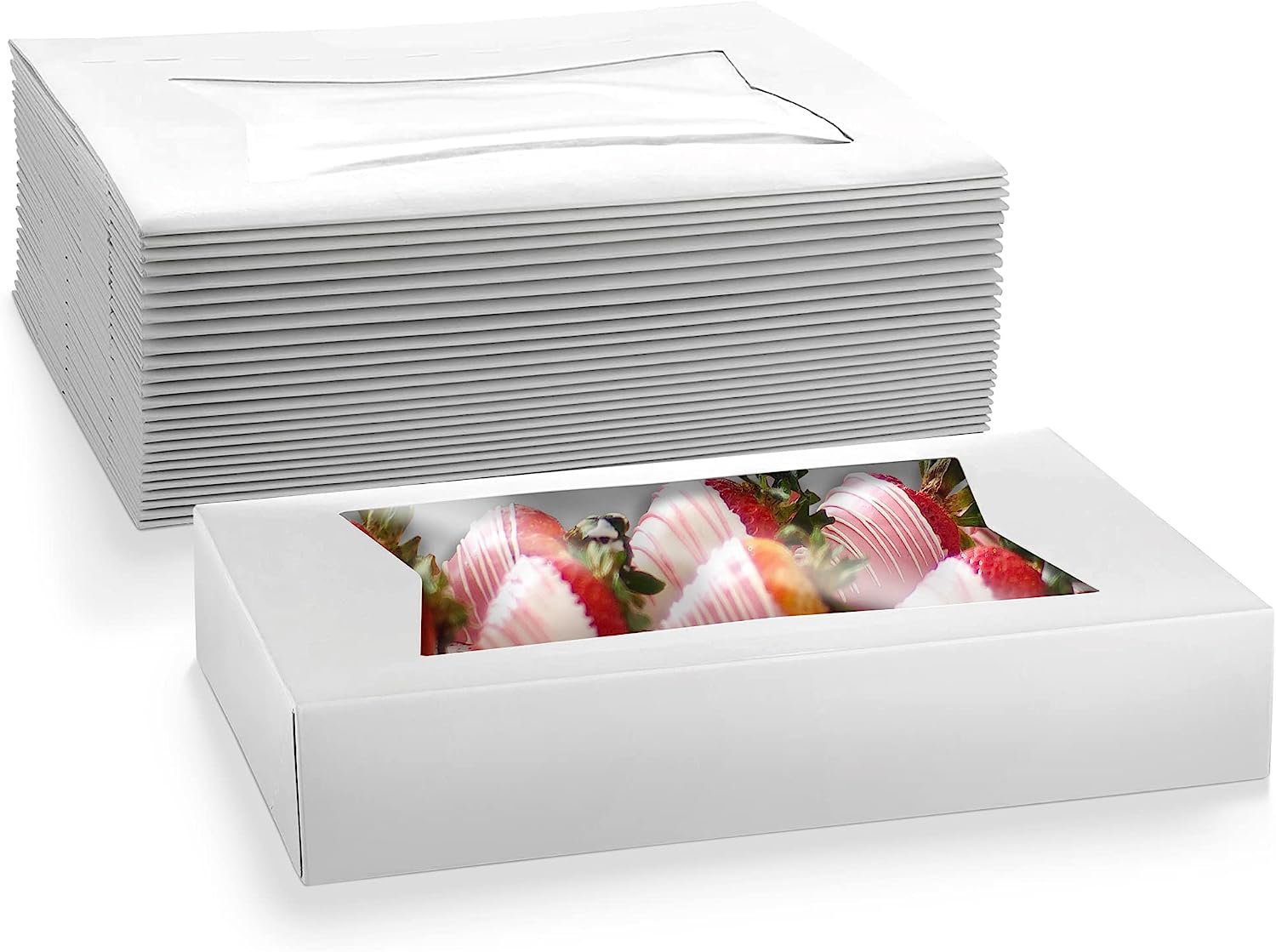 Prep & Savour Dannapaola White Treat Boxes 12" x 8" x 2.25" Bakery ...