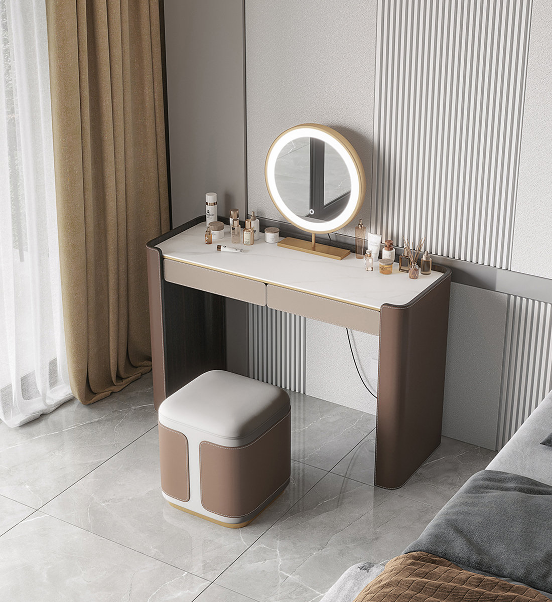 Finesse Furni Light Luxury Dresser, High-End Bedroom Dressing Table ...