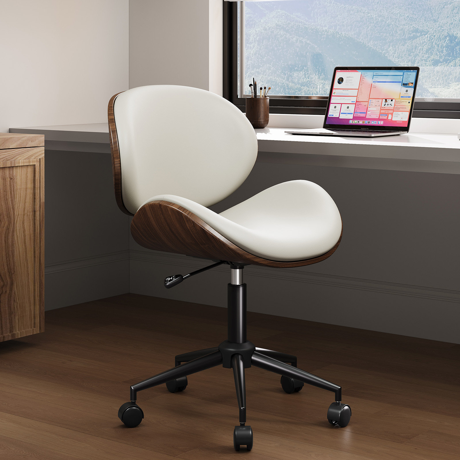 George Oliver Jasenka Home Office Chair, Pu Leather Desk Chair, Modern ...