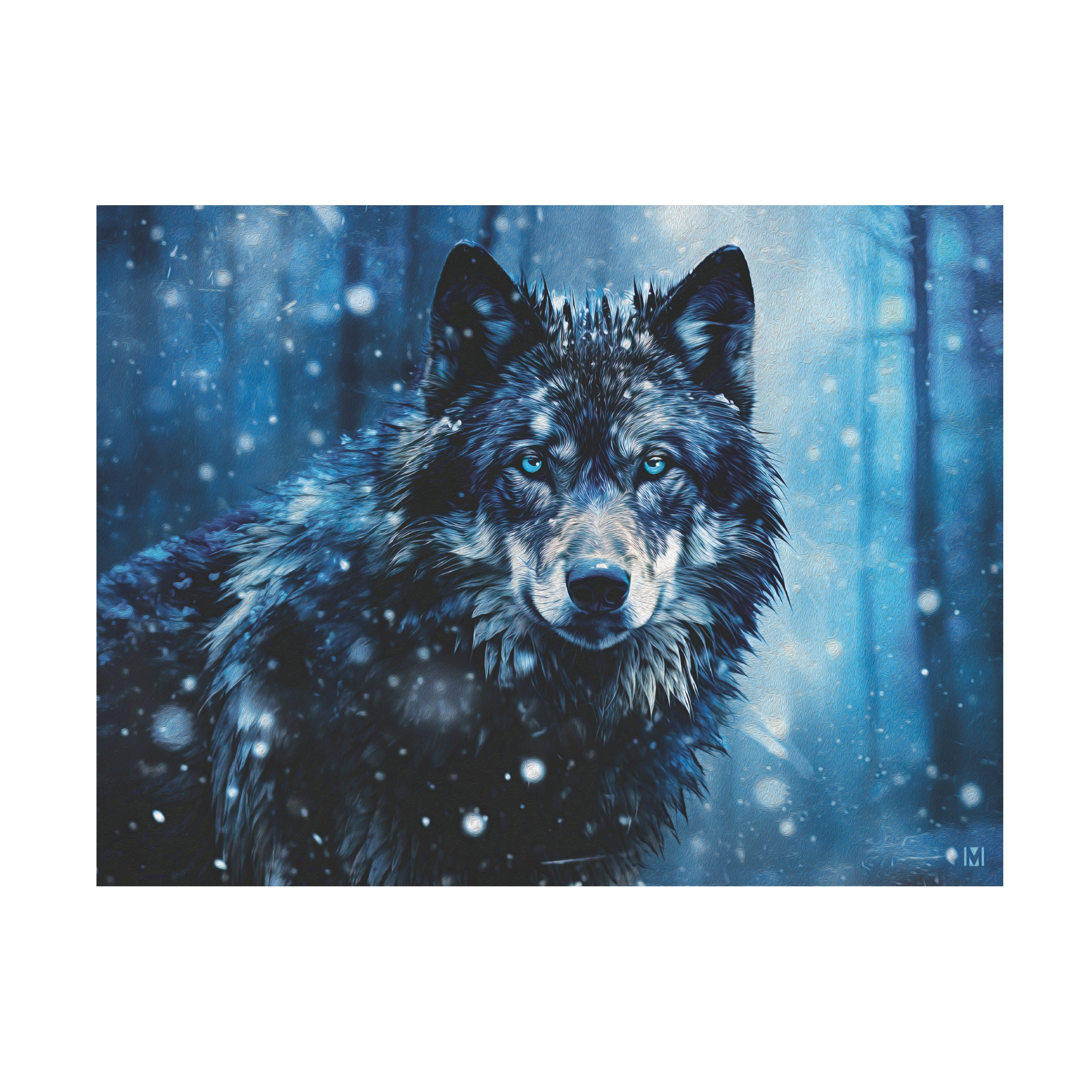 Winston Porter Michael David Ward Black Wolf Winter Canvas Art | Wayfair