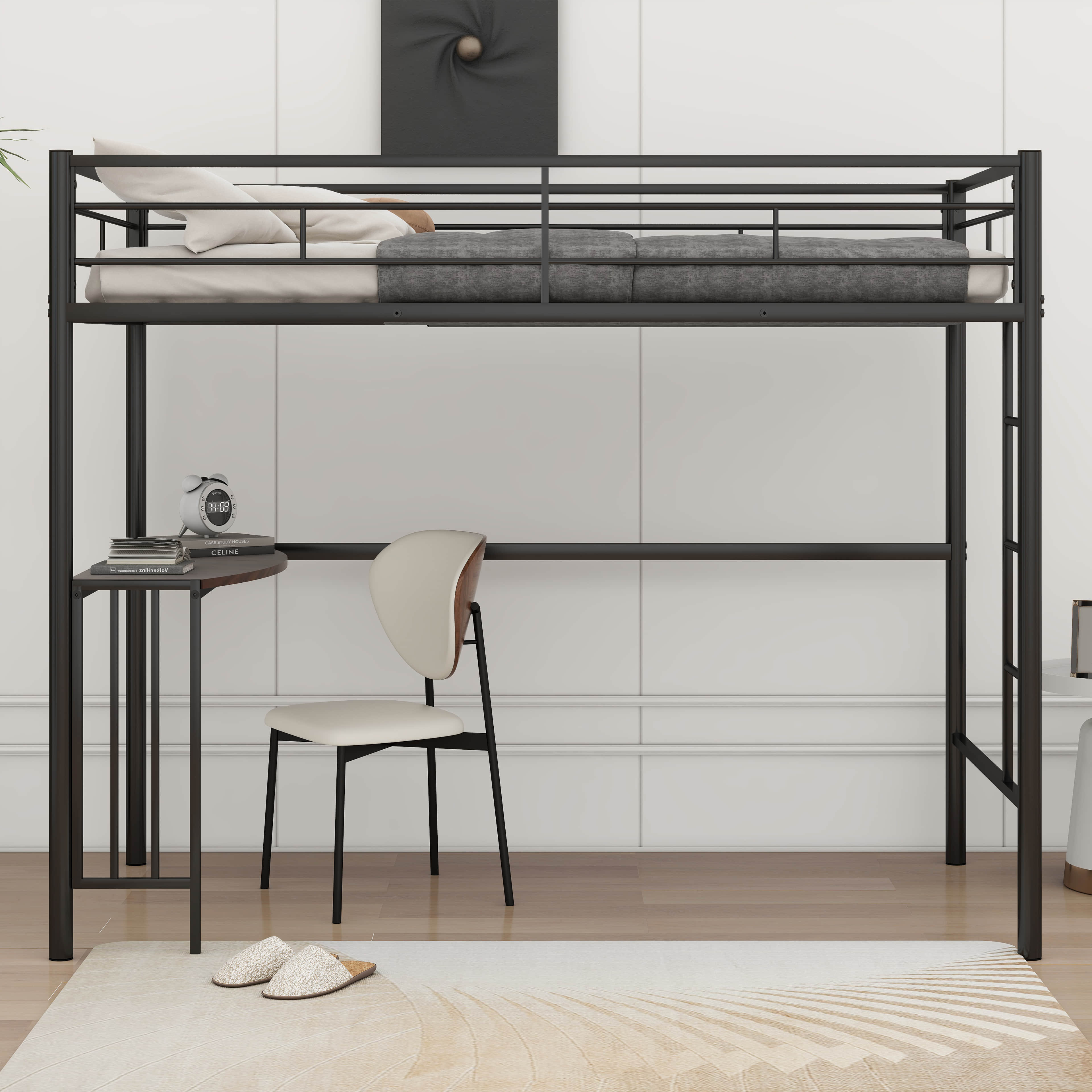 Mason & Marbles Hanny Metal Loft Bed With Desk, Ladder And Guardrails ...