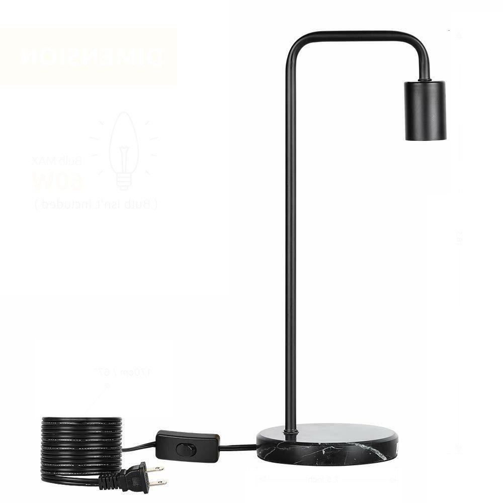 Orren Ellis Stav Black Industrial Desk Lamp Bedside Reading Lamp Marble ...