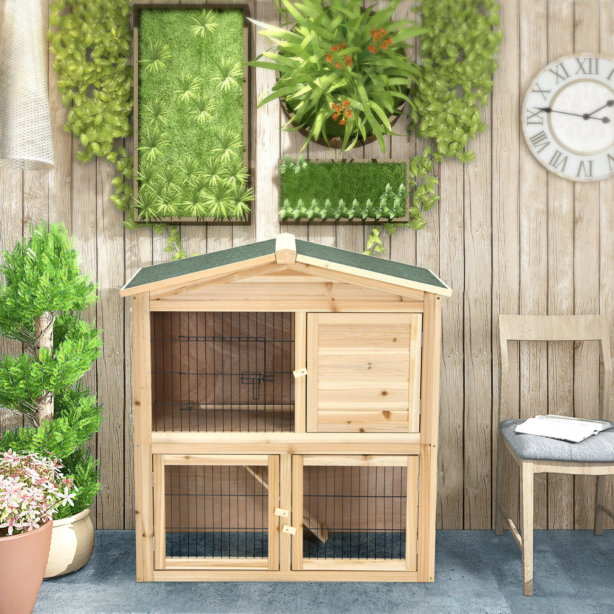 Tucker Murphy Pet™ 35'''' Wooden Chicken Coop Large Bunny Rabbit Cage W ...
